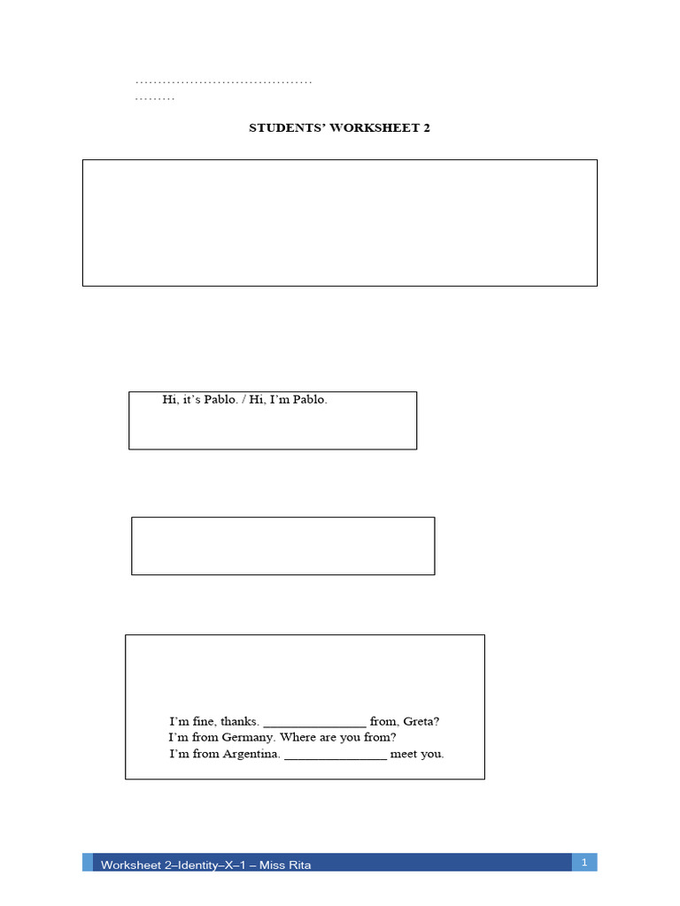 Students - Worksheet 2 - Identity | PDF | Human Communication | Learning