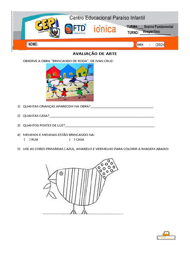 Avaliação de Arte: Brincando de Roda | PDF