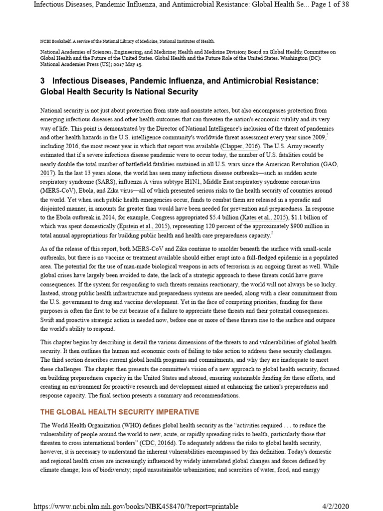 Health Security Is National Security | PDF | Pandemic | Antimicrobial ...