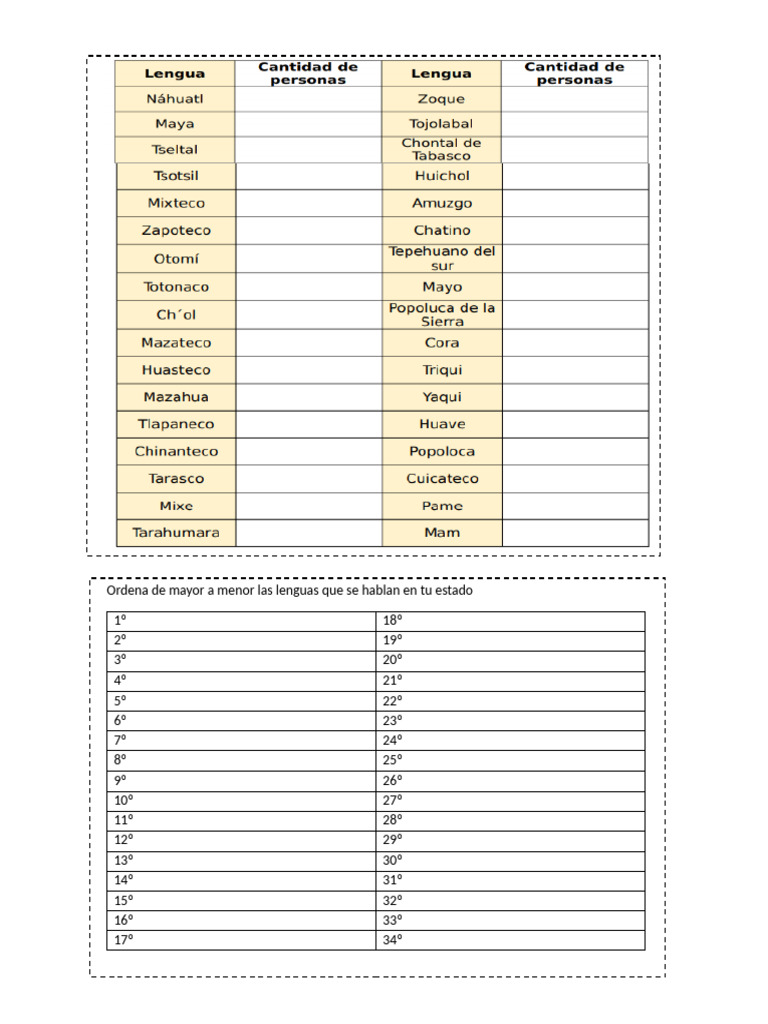 Actividades Palabras y Lenguas Vivas | PDF