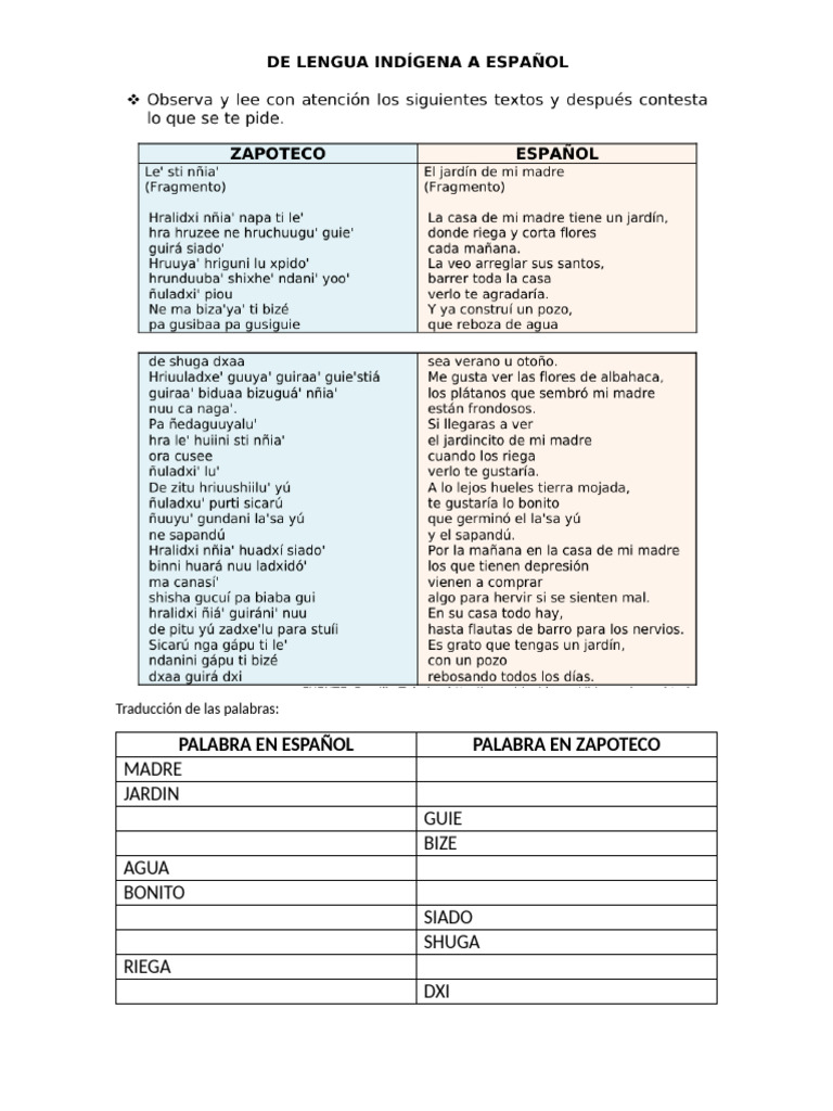 Ejercicis Palabras Vivas | PDF