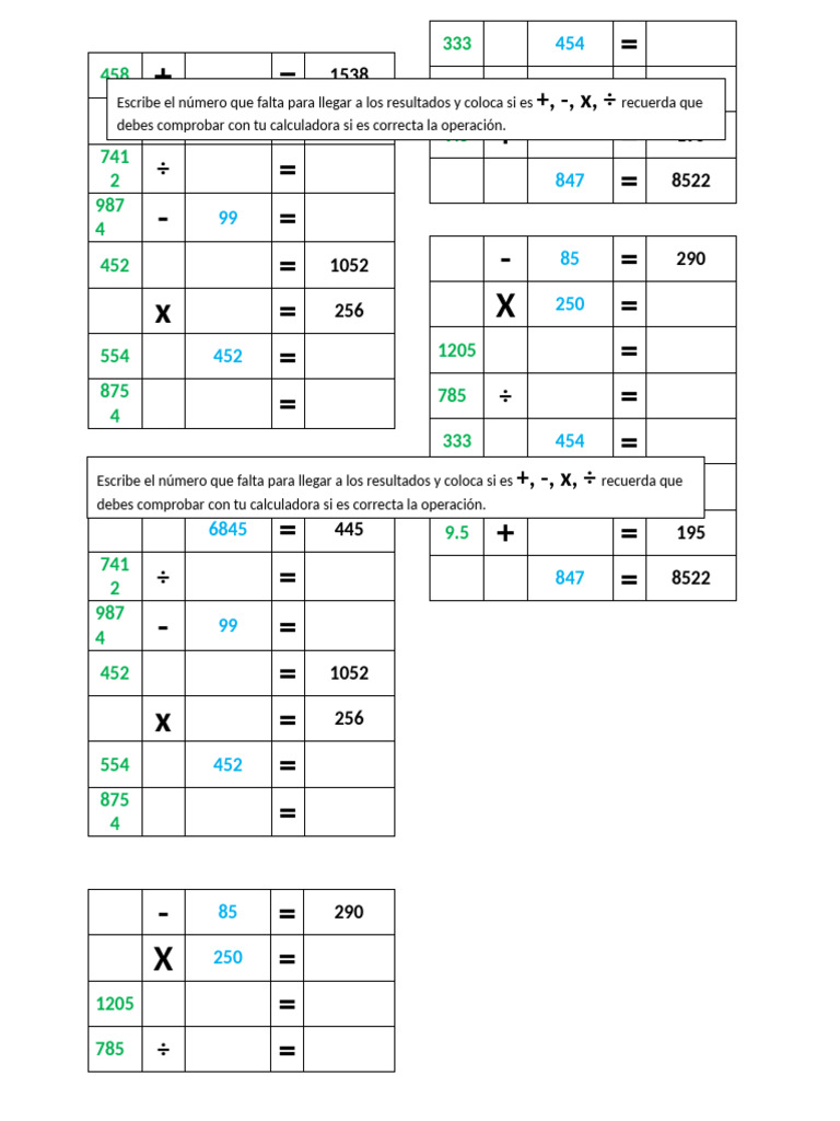Operaciones Usando La Calculadora | PDF