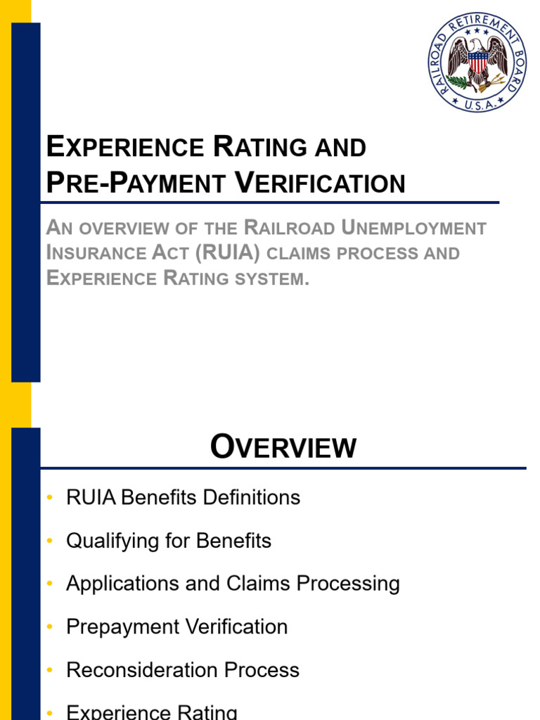 Experience Rating and PrePayment Verification Session | PDF | Railroad ...