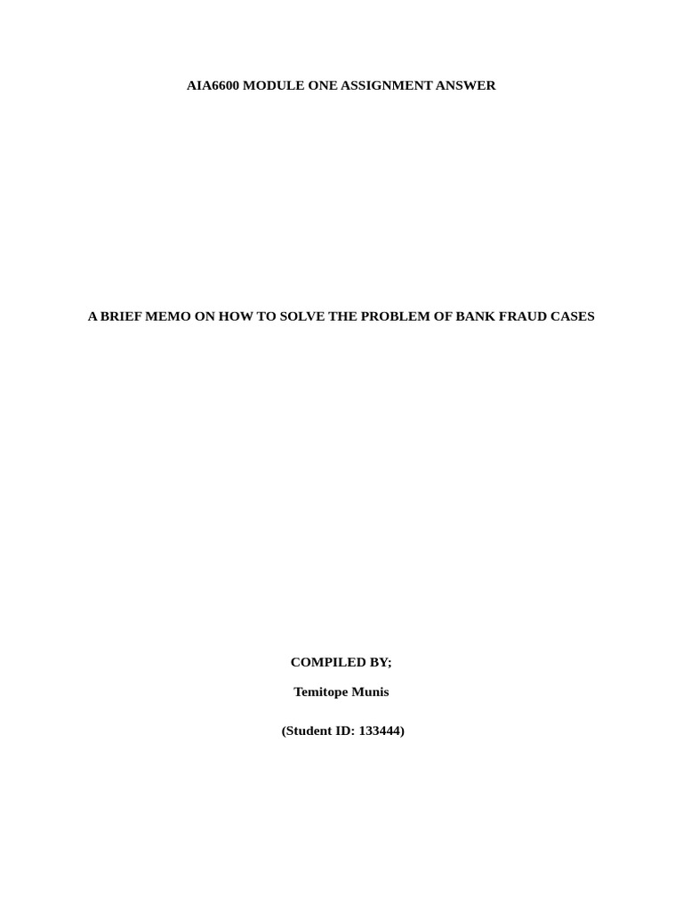 A Brief Memo On How To Solve The Problem of Bank Fraud Cases | PDF ...