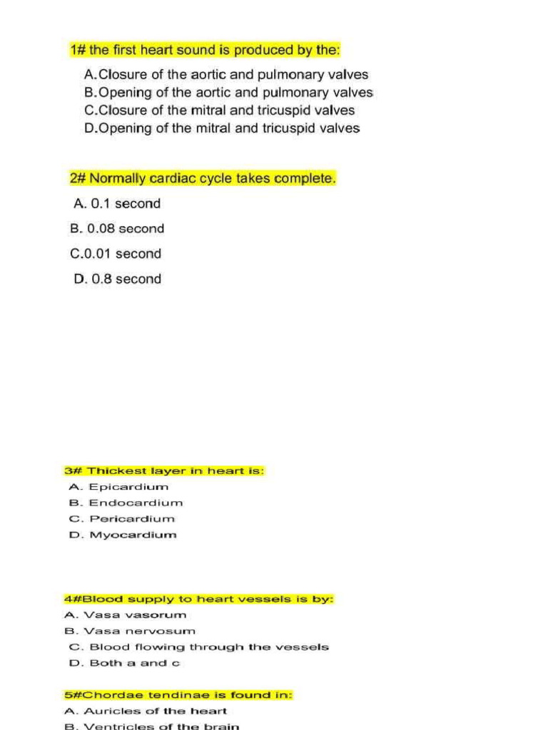 CVS MCQ | PDF