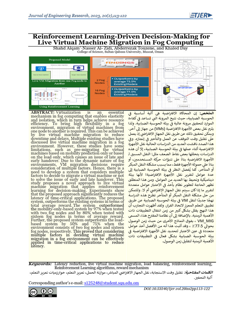 Reinforcement Learning-Driven Decision-Making For LiveVirtual Machine Migration in Fog Computing ...