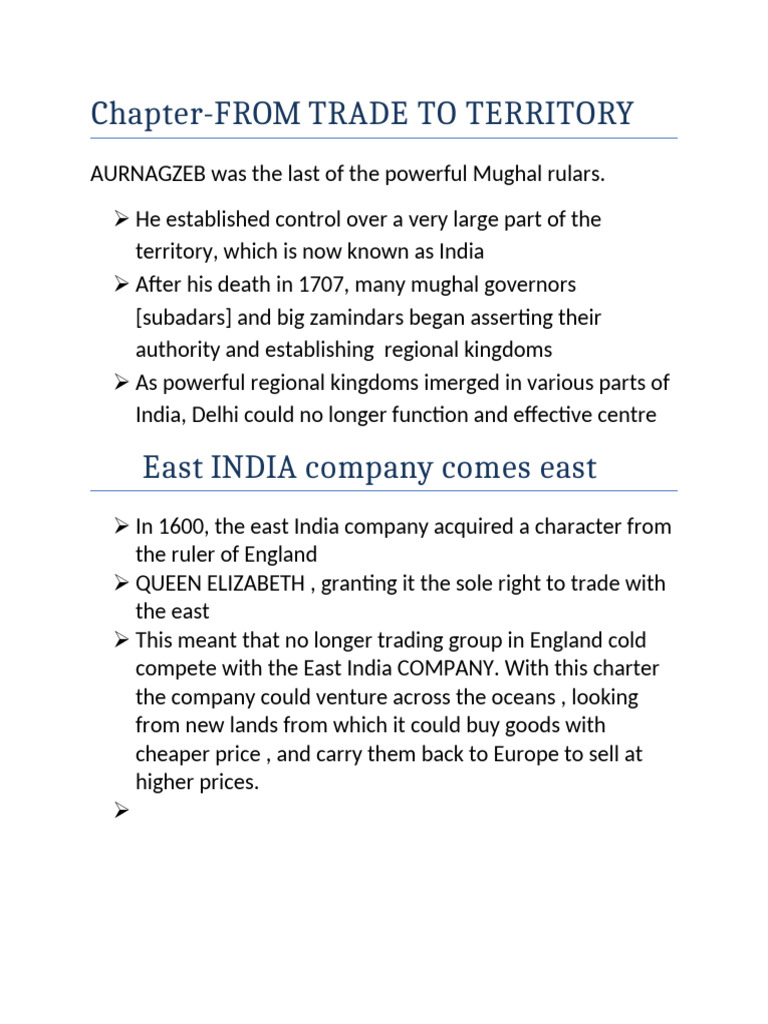Mughal Decline and East India Company Rise | PDF