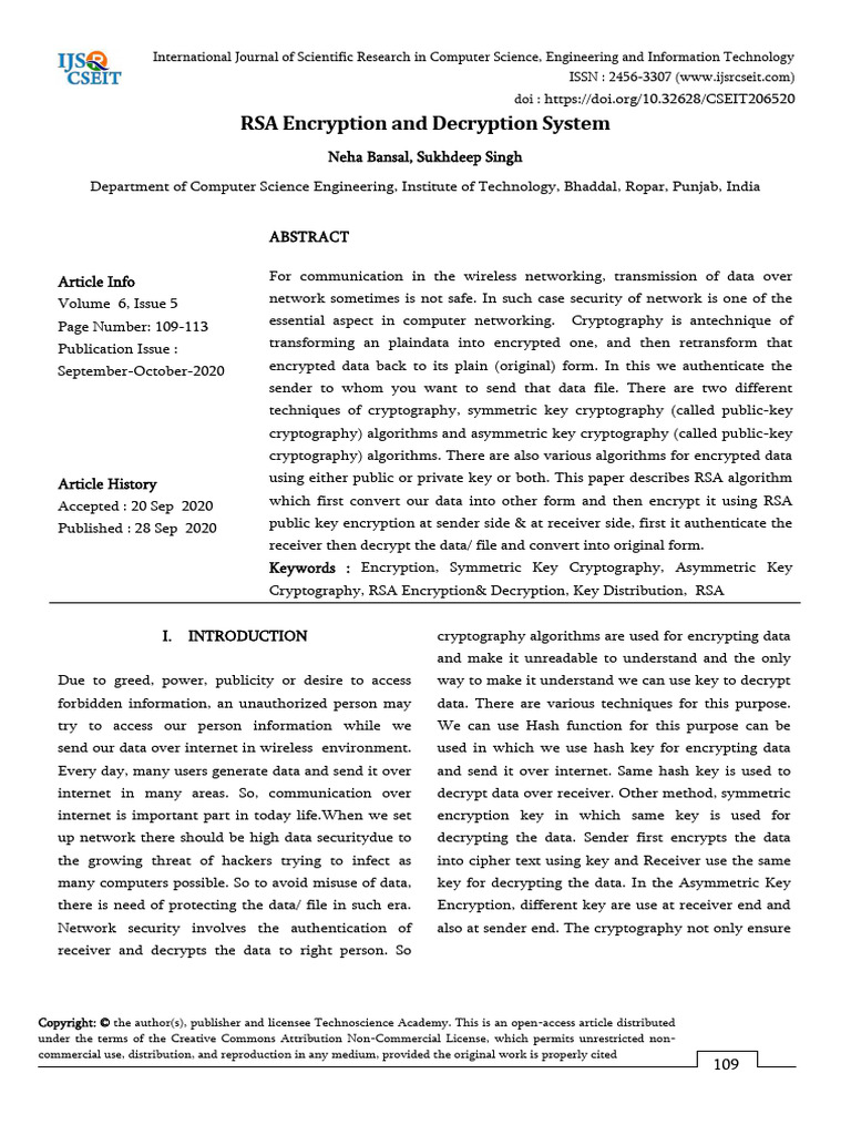 RSA Encryption and Decryption System | PDF | Key (Cryptography ...
