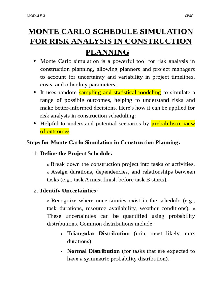 Cpsc module 3 | PDF | Probability Distribution | Monte Carlo Method