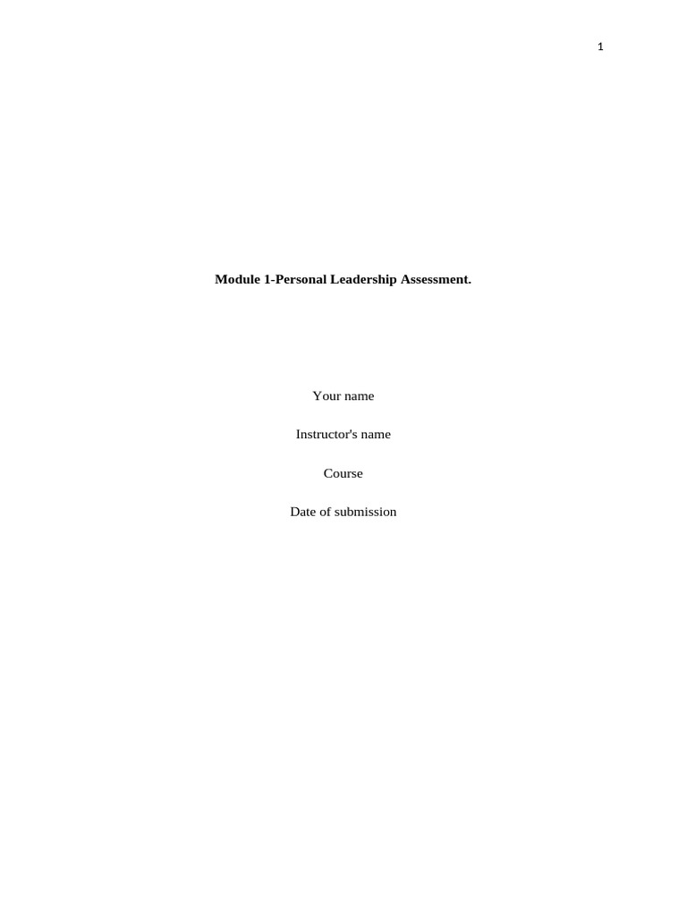Module 1 - Personal Leadership Assessment. | PDF | Leadership ...
