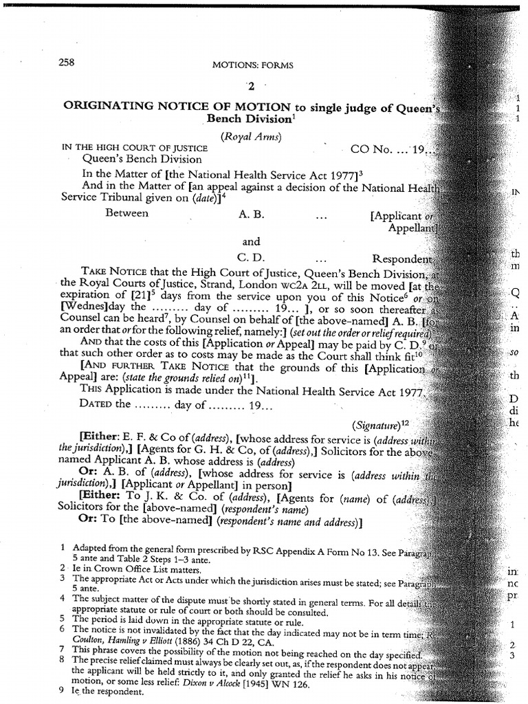 FORMS - ORIGINATING NOTICE OF MOTION | PDF