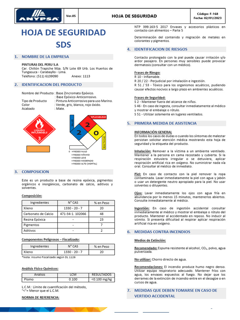 Base Zincromato Epoxico | PDF | Agua | Oxígeno