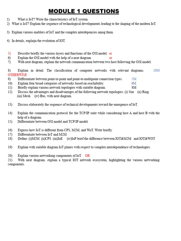Introduction to Iot QUESTIONS | PDF | Sensor | Computer Network