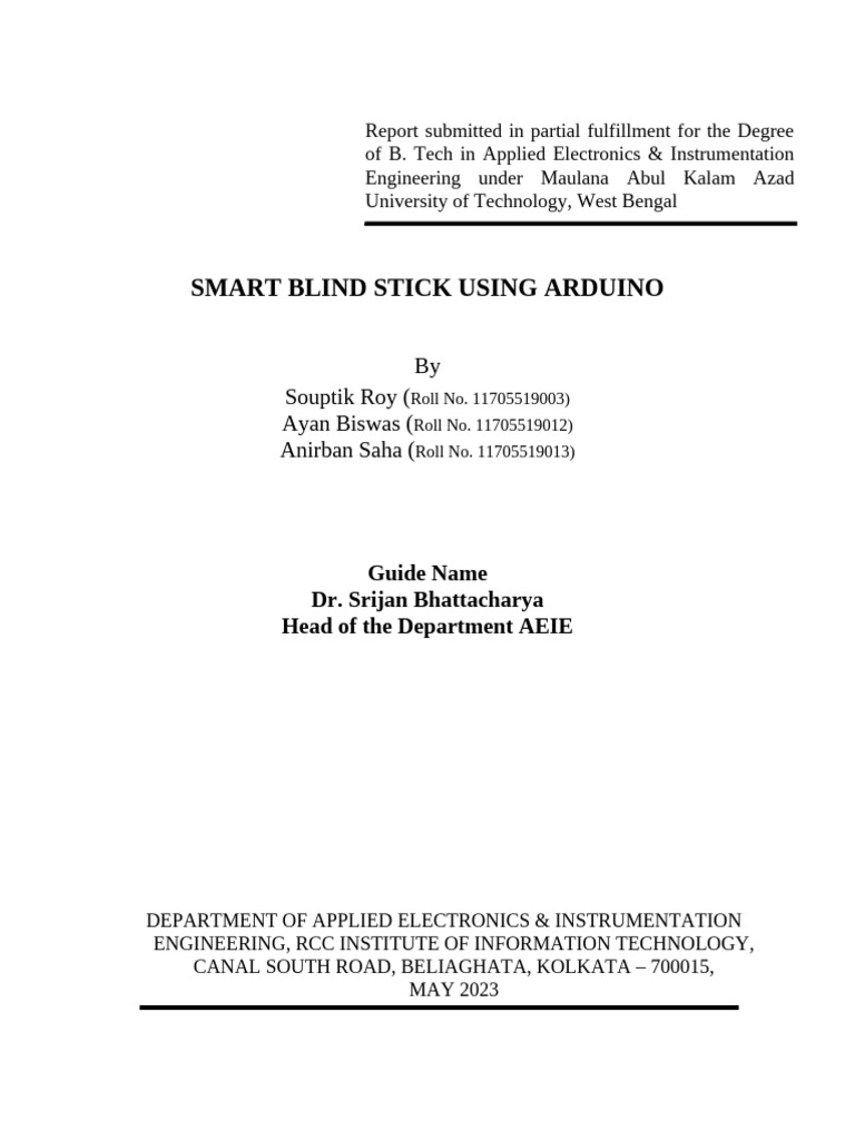 Blind Stick Project Group | PDF | Arduino | Computer Engineering