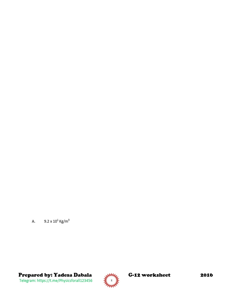 G-12 Physics Practice Questions | PDF | Force | Acceleration