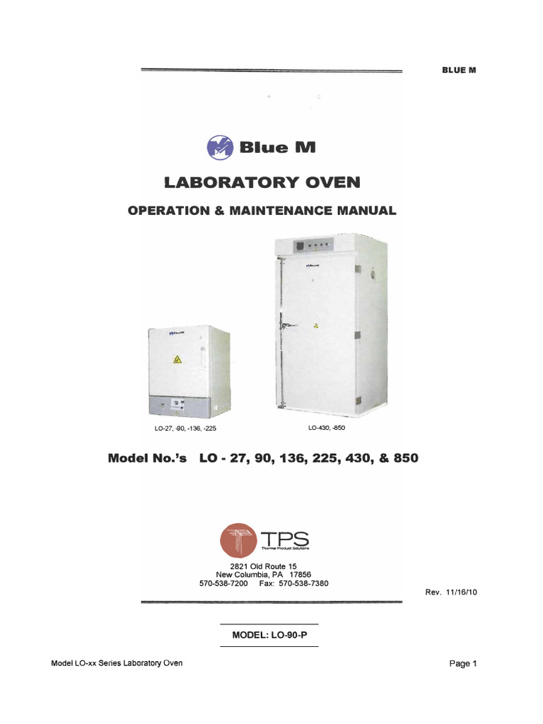 Blue M LO-xx Series Oven Manual | PDF | Power Supply