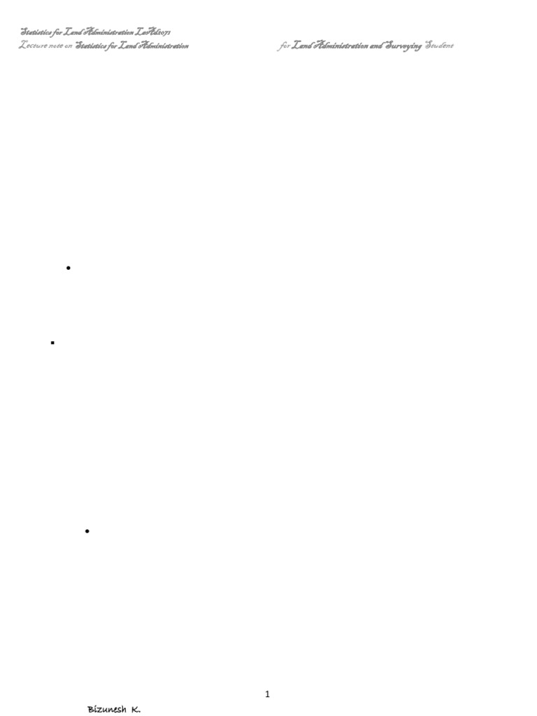 Statistics For Land Admi CH - 1 | PDF | Level Of Measurement | Statistics