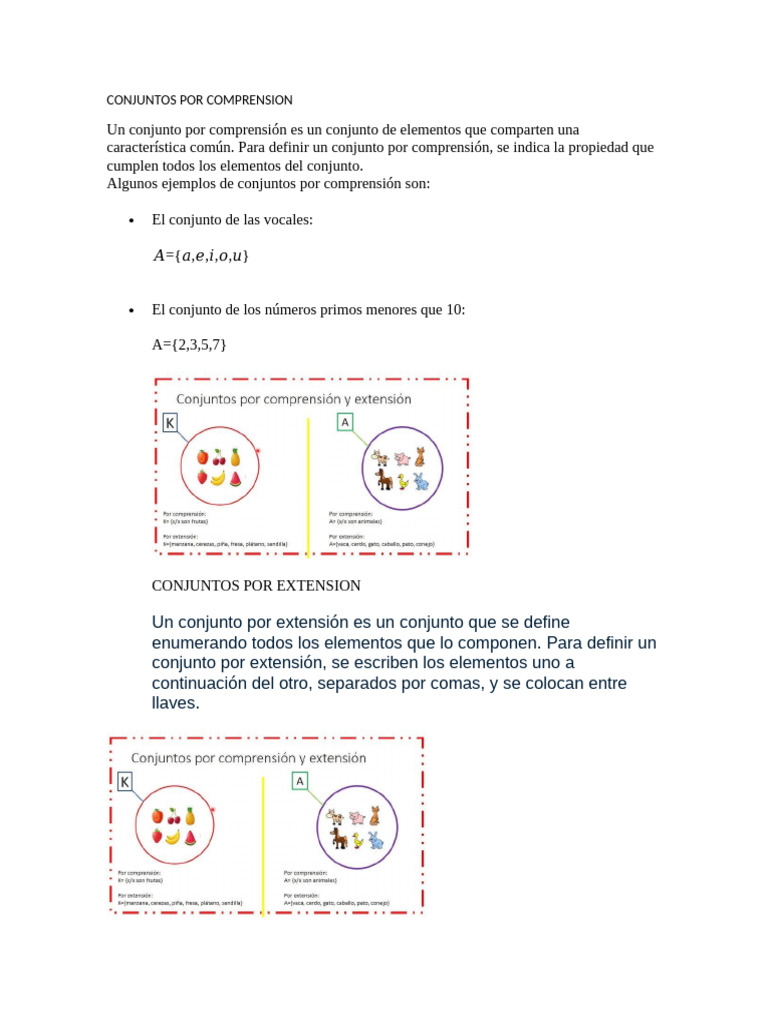 Ejemplos de Conjuntos por Comprensión | PDF