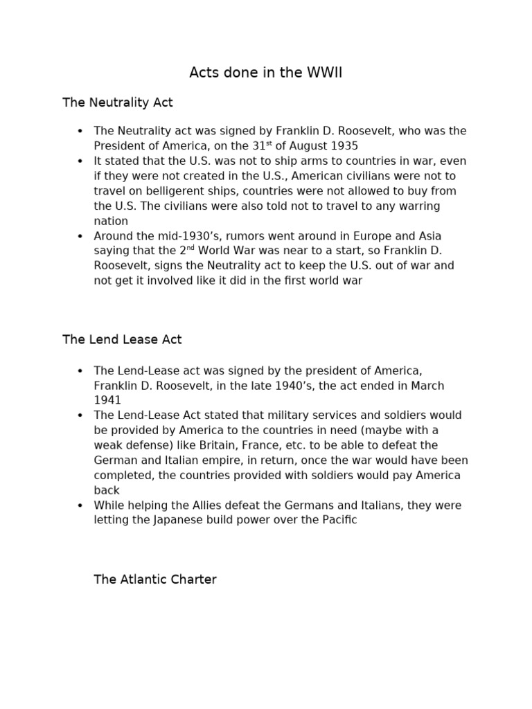 WW2 Acts | PDF | World War II | Lend Lease