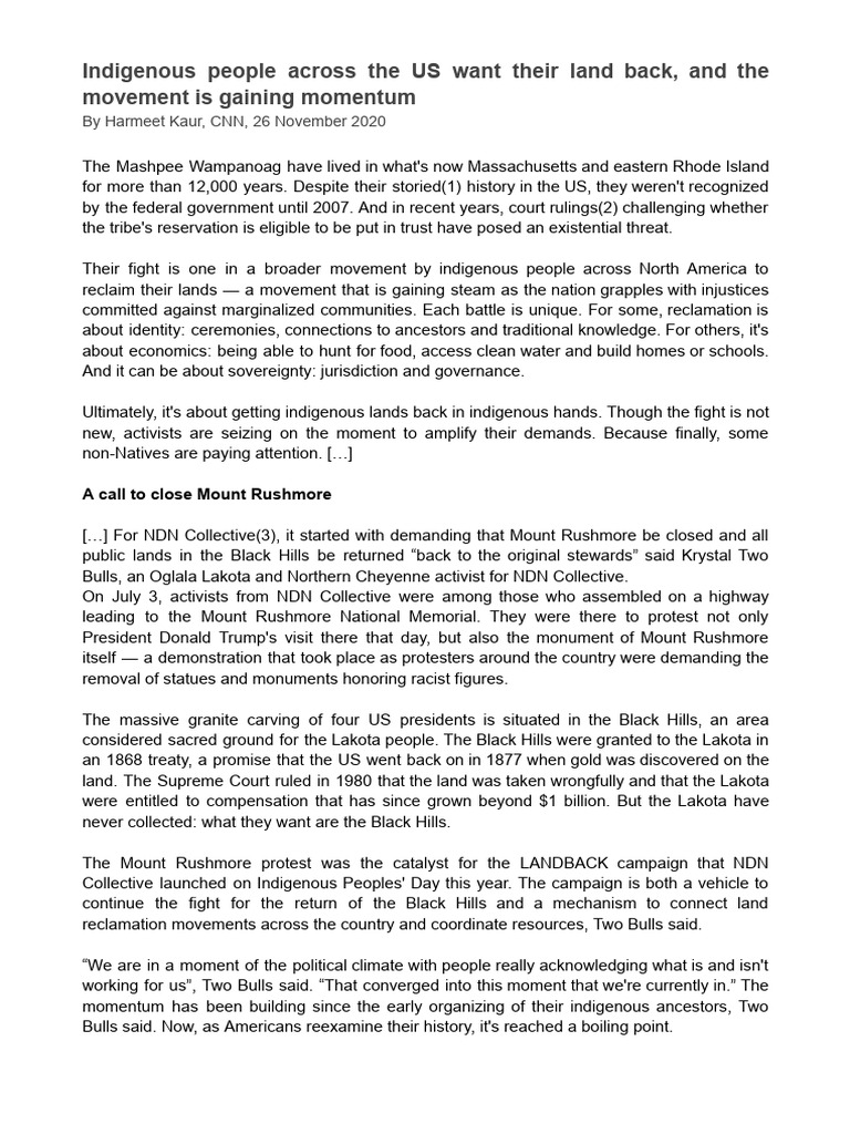 Indigenous Land Reclamation Movement | PDF | The United States ...