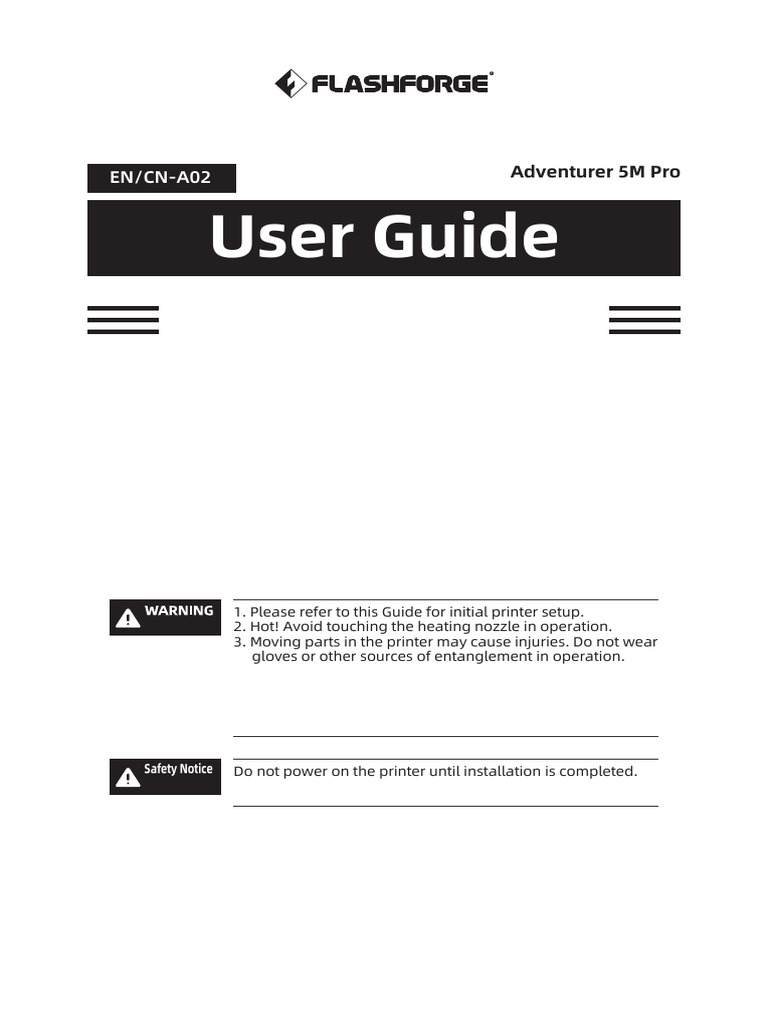 Flashforge 5M Pro User Manual | PDF | Computer Network | Extrusion