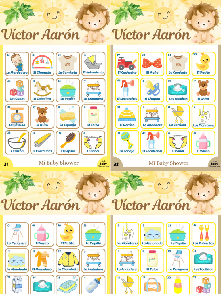 Lotería para Baby Shower Victor Aarón | PDF | Infancia