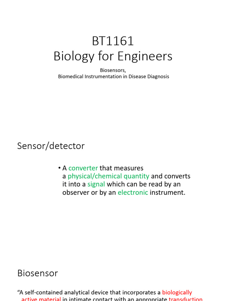 Biosensors, Biomedical Instrumentation For Disease Diagnosis | PDF | Biosensor | Sensor