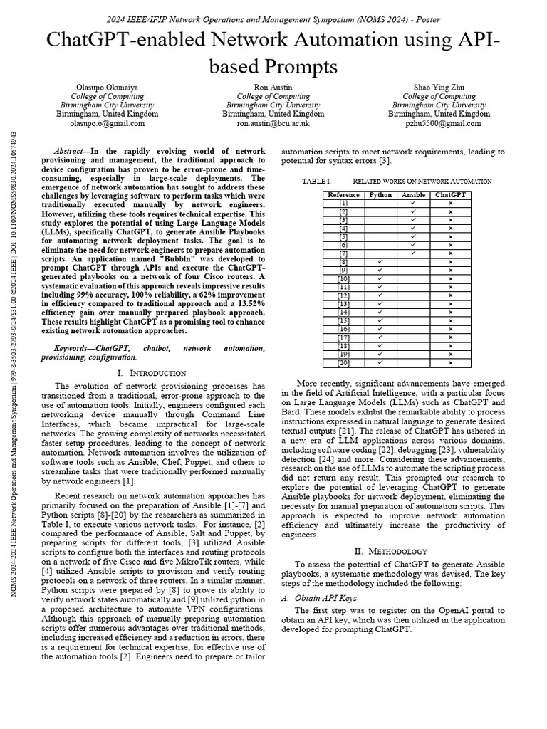 ChatGPT-enabled_Network_Automation_using_API-based_Prompts | PDF | Computer Network | Automation