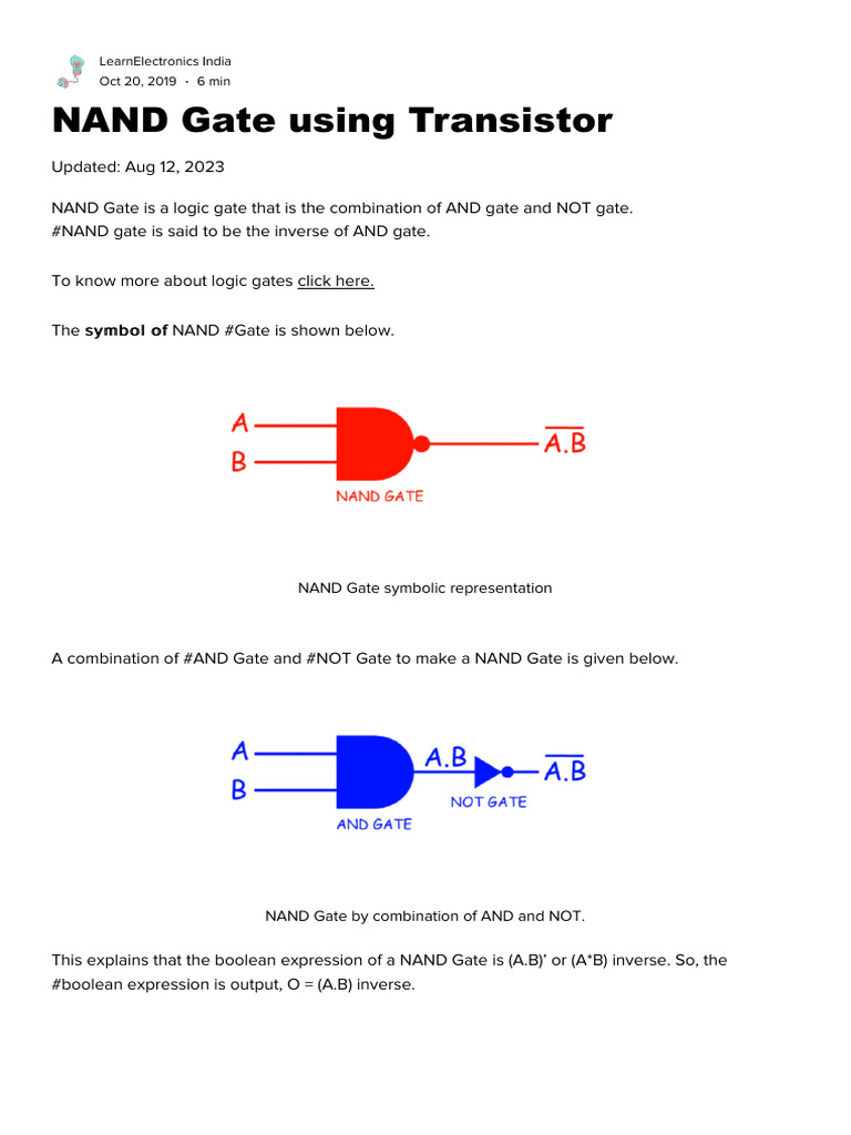 NAND GATE | PDF | Logic Gate | Transistor