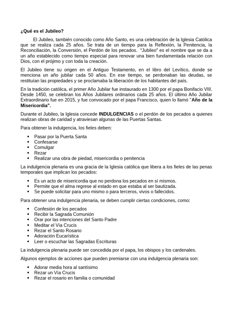 Qué Es El Jubileo | PDF | Iglesia Católica | Creencia religiosa y doctrina
