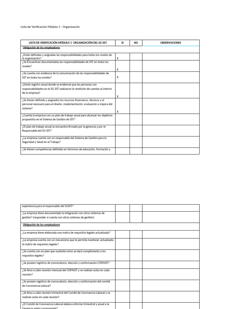 Anexo 6 Lista de Verificación Módulo 1 | PDF