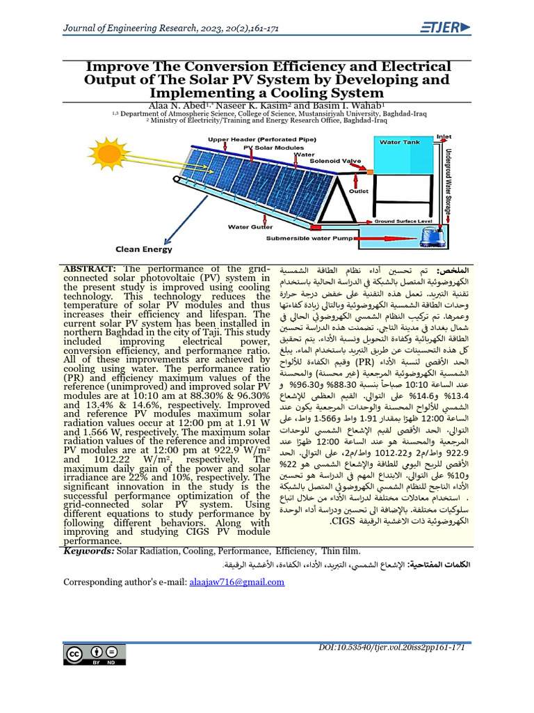 Enhancing Solar PV Efficiency with Cooling | PDF | Photovoltaics ...