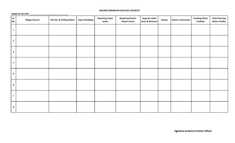 Assured Minimum Facilities Checklist | PDF