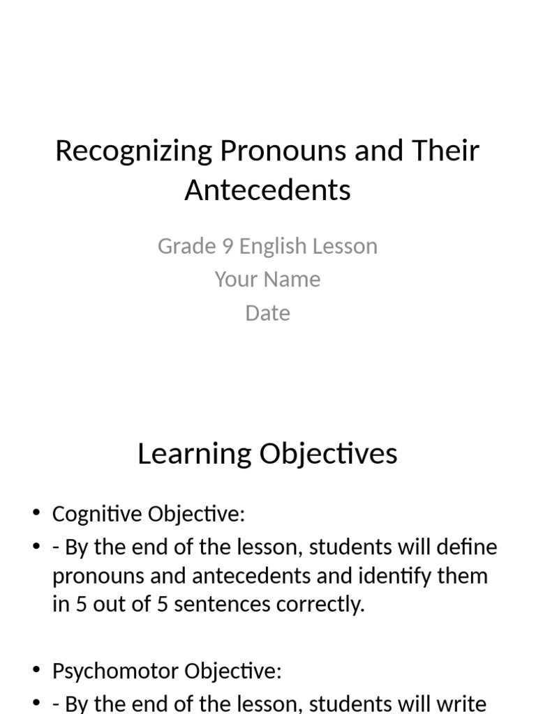 Pronouns and Antecedents Lesson Expanded (1) | PDF | Pronoun ...