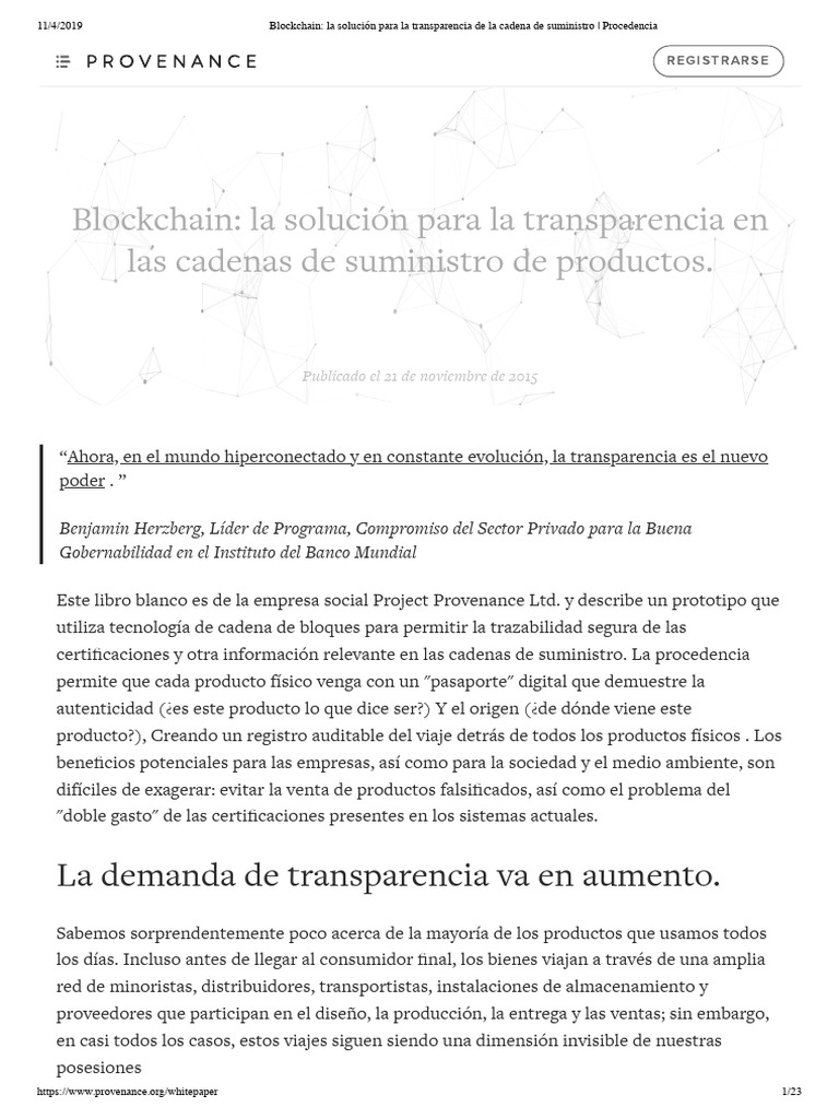 6blockchain - La Solución para La Transparencia de La Cadena de Suministro - Procedencia | PDF ...