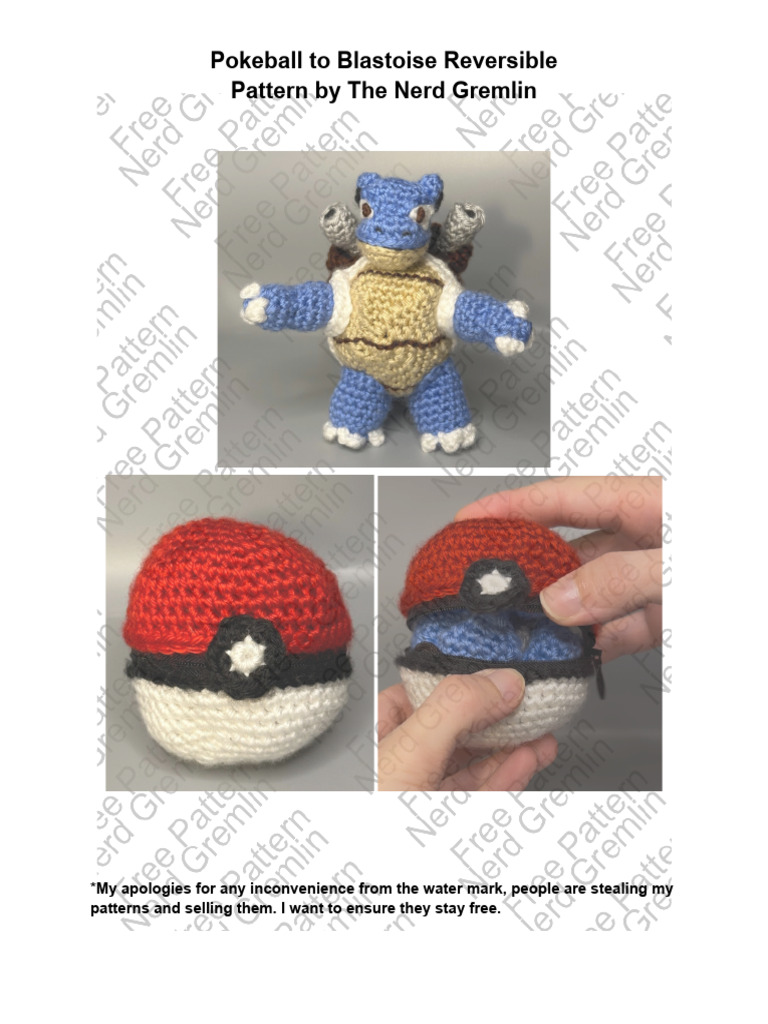 Blastoise_Reversible_Pokemon_Pattern | PDF | Sewing | Crochet