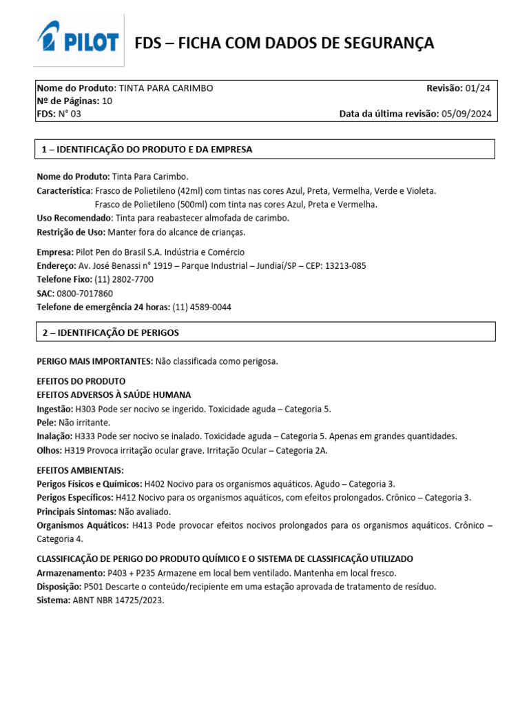 03 - FDS Tinta Carimbo | PDF | Tinta | Combustão