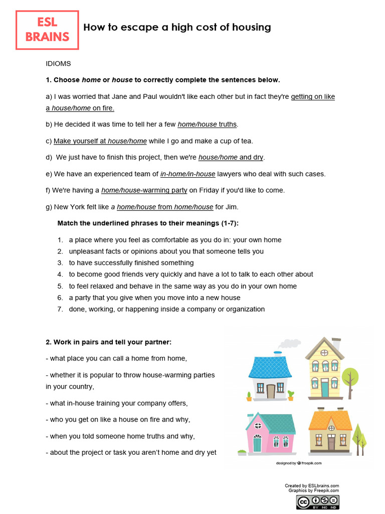 ESL Housing Idioms & Discussion | PDF