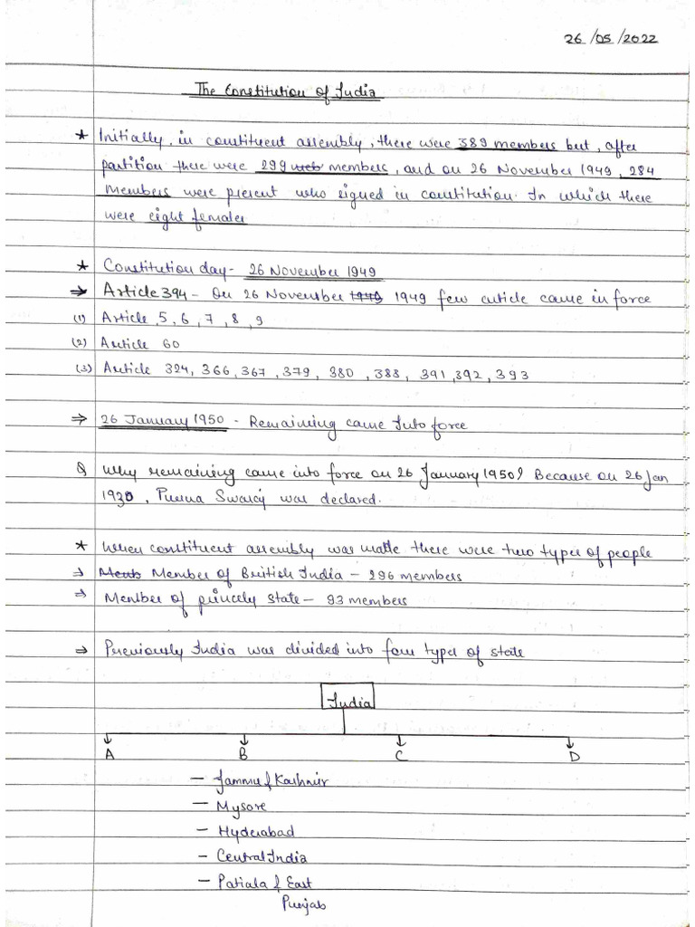 Part A The Constitution of India (JKILS Notes) | PDF