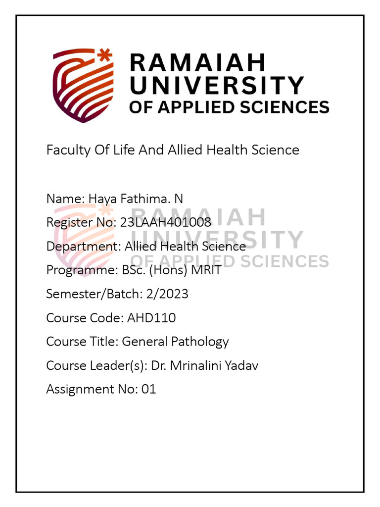 General Pathology Assignment Haya Flahs | PDF | Anemia | Tuberculosis