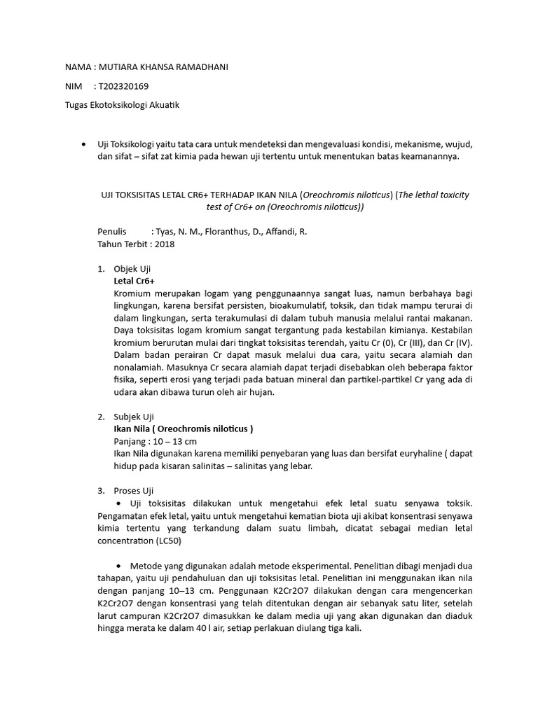 Mutiara Khansa Ramadhani - T202320169 - Ekotoks A | PDF
