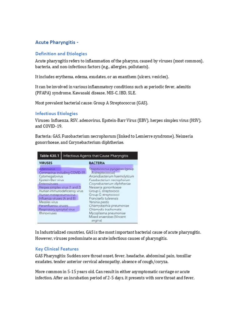 Acute Paryngitis Key Points | PDF | Diseases And Disorders | Medical ...