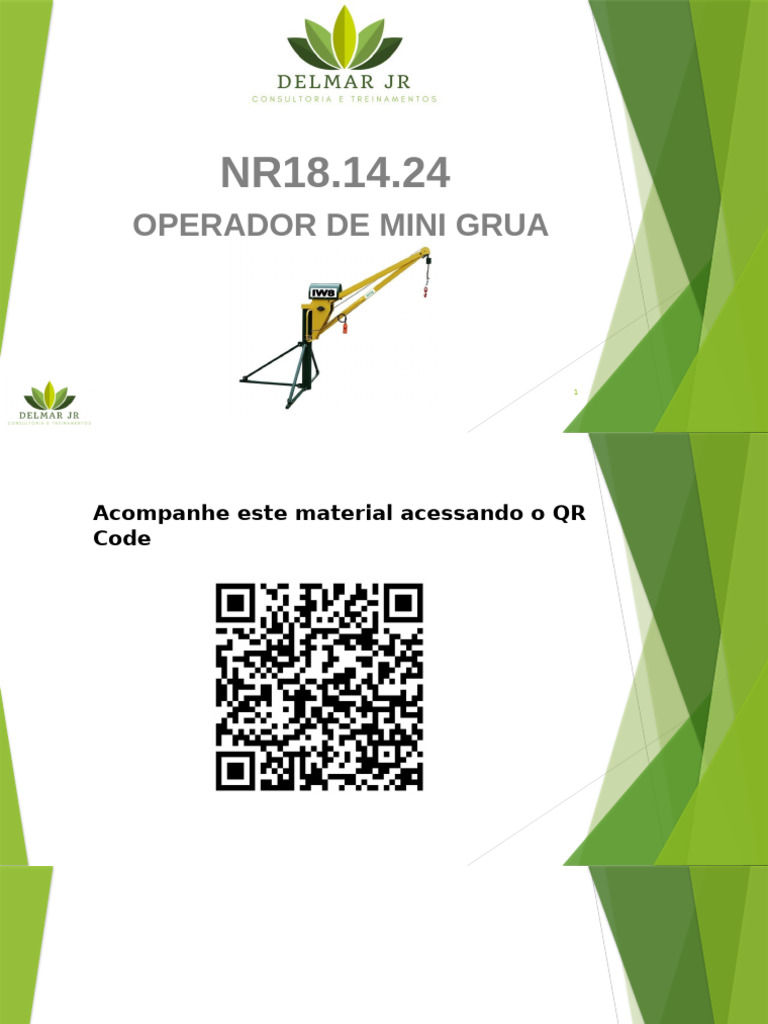 Base para Treinamento - NR18 (Op. Minigrua) . | PDF | Guindaste (máquina) | Engenheiro