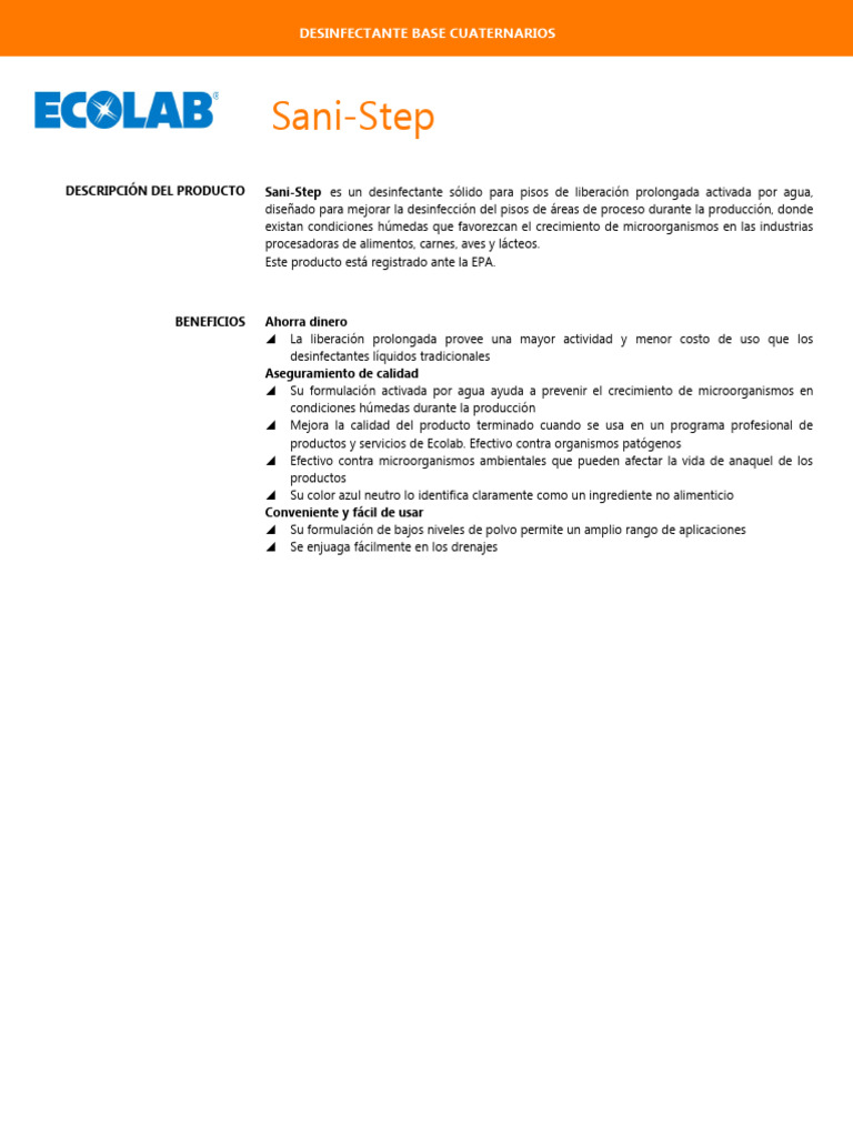 Sani-Step Tech Sheet MX Spanish 2021 | PDF | Residuos | Agua