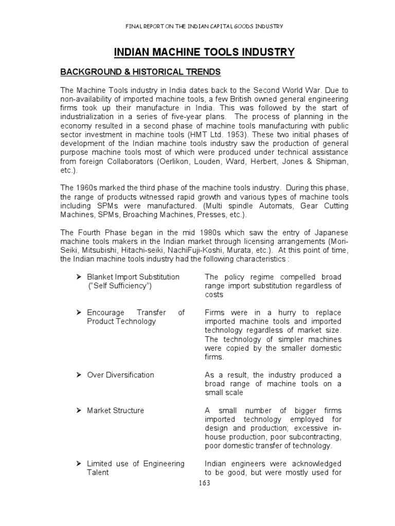 Indian Machine Tools Industry | PDF | Business | Technology & Engineering
