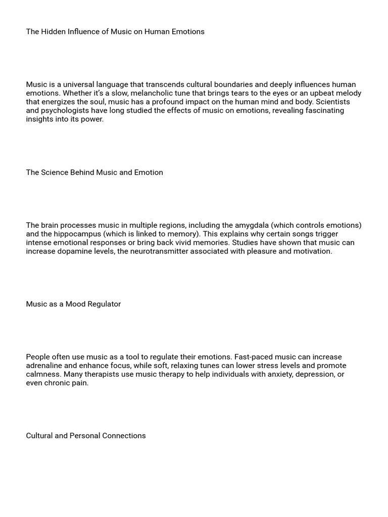 Music's Impact on Emotions Explained | PDF