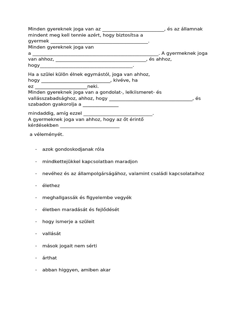 Gyermekek Jogai | PDF