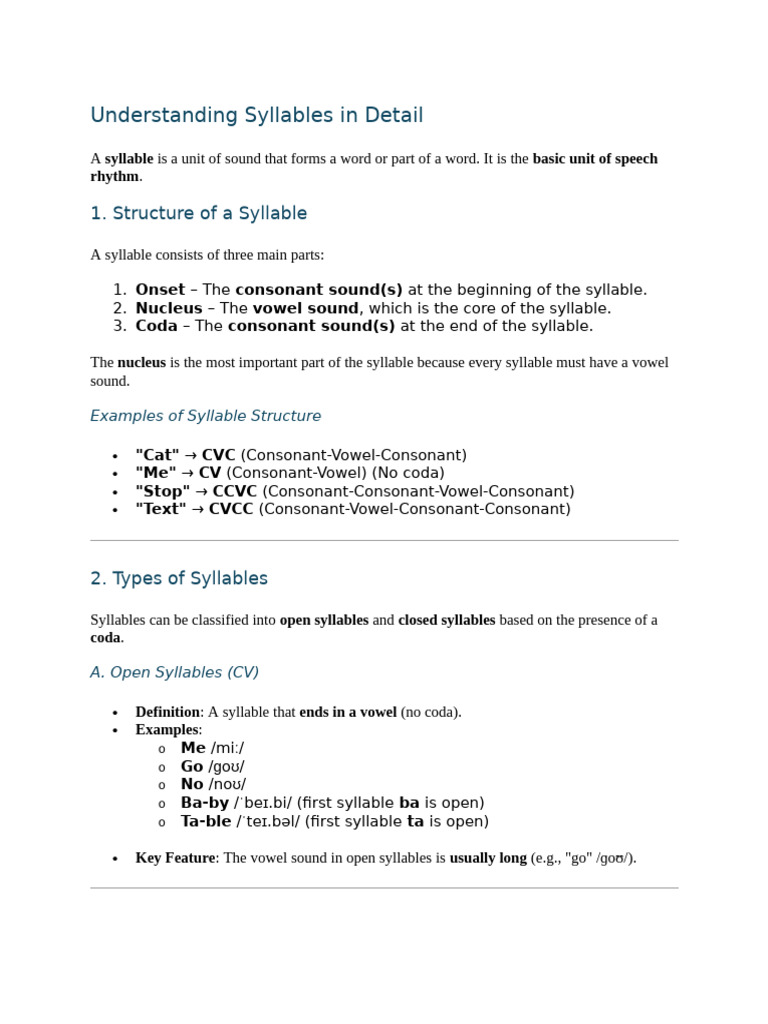 Syllables in Linguistics | PDF | Syllable | Stress (Linguistics)