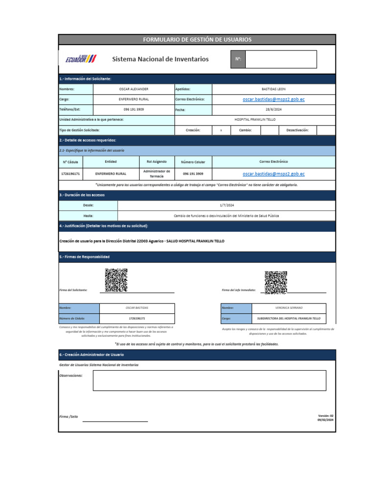 FORMULARIO DE GESTIÓN DE USUARIOS SNI V2.0 (1)-signed-signed | PDF
