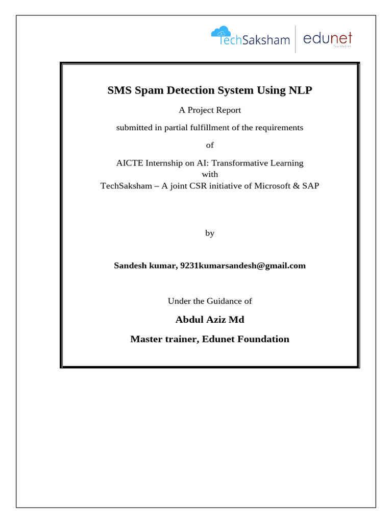 Project_Report_Template_AICTE_Internship_2025 | PDF | Machine Learning | Support Vector Machine